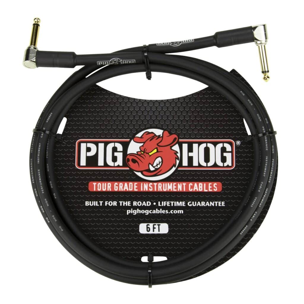 כבל גיטרה 1.8 מטר זויתי Pig Hog 8mm - המיתר השישי